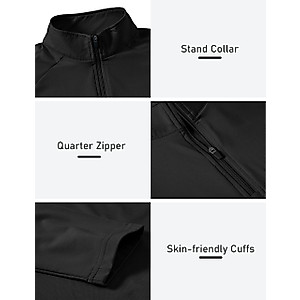 AjezMax Long Sleeve Zipper Shirts for Women Athletic Outdoor Running Tops Black L