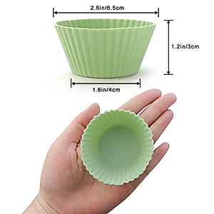 WYBG 24 Pcs Reusable Silicon Muffin Molds Food Grade Silicone Muffin Molders Non-Stick Silicone Cupcake Molds Reusable Cupcake Liners Mini Cake Molds Baking Cups Kitchen Bakeware in 4 Colors