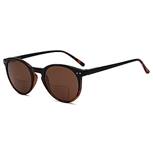 Eyekepper Key Hole Style Spring-Hinged Round Bifocal Sunglasses Sunshine Readers Black-Tortoise +2.5