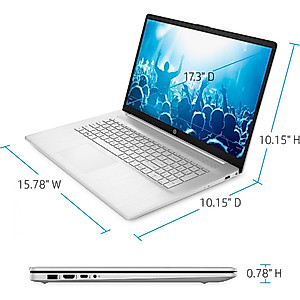 HP 17 17.3" HD+ Laptop Computer, Intel Quad-Core i3-1125G4 up to 3.7GHz (Beat i5-10210U), 32GB DDR4 RAM, 1TB PCIe SSD, 802.11AC WiFi, Bluetooth, Natural Silver, Windows 11 S, BROAG 64GB Flash Drive