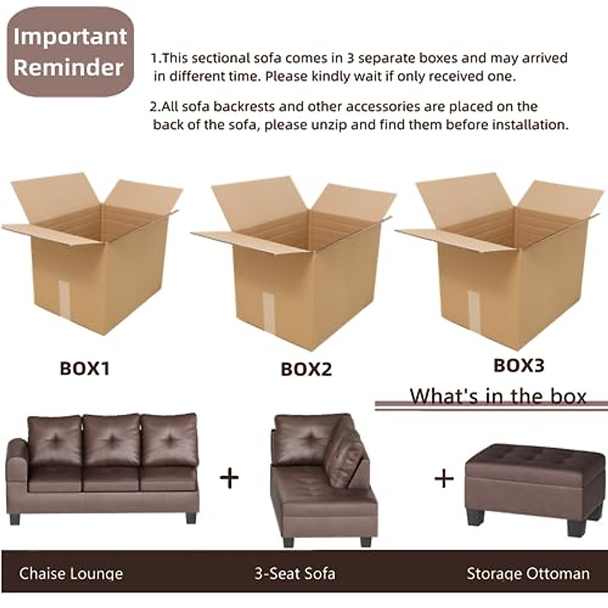 Lamerge Sectional Sofa Couch for Living Room, Modular Sectional Sofa with 6 Seats L Shaped Sofa Set with PU Leather Ottoman, Button Tufted Comfy Living Room Sofa Couch for Small Place