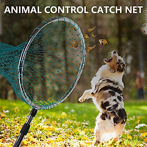 Wamlet Dog Catch Net Animal Control Net Poultry Catching Trap Tool Length Adjustable for Cat, Pigeon and Others (42~70" Handle with 22" Net Opening) (Stainless Steel, Natural)