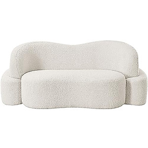 Meridian Furniture 108Cream-L Principessa Collection Modern | Contemporary Loveseat with Rich Cream Boucle Fabric, Curved Seat and Back, 68" W x 35" D x 29" H, Cream