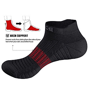 YUEDGE Men's Black Ankle Running Socks Moisture Wicking Cotton Cushioned Low Cut Athletic Socks For Men Size 6-9, 5 Pairs