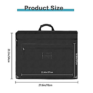 MEGREZ Art Portfolio Bag with Shoulder Strap, Portable Multi-purpose Art Portfolio Tote, 21" x 27" Waterproof Nylon Drawing Board Storage Bag, Sketch Board Bag for Drawing and Painting, Black