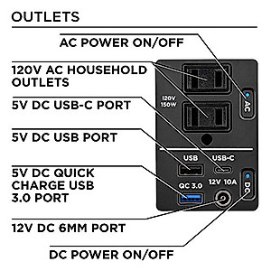 Westinghouse 194Wh 300 Peak Watt Portable Power Station and Solar Generator, Pure Sine Wave AC Outlet, Backup Lithium Battery for Camping, Home, Travel, Indoor/Outdoor Use (Solar Panel Not Included)