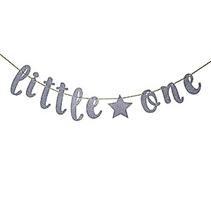 Welcome Little One Glitter Banner, Baby Shower, Gender Reveal Party, Glitter Party Decor (Silver)
