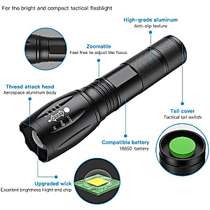 MAXIAEON LED Rechargeable Flashlight Set, Bright 8000 Lumens Tactical Flashlights High Lumens with 5 Modes, Waterproof Tactical Flashlights for Outdoor Emergency Camping Hiking