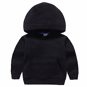 Noubeau Toddler Baby Boys Girls Unisex Casual Hoodies Kids Solid Pullover Hooded Classic Plain Pocket Sweatshirt (Black, 2 Years)