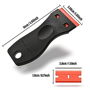 Sticker Scraper Tool Set include 120 Pcs 1.5 Inch Plastic Scraper Blades + 2 Pcs Plastic Razor Blade Scraper for Auto Vinyl Wrap Window Tint Glass Cleaning Adhesive Glue Paint Remove Plastic Scraper