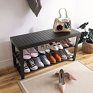 Wonder Comfort Bamboo Rack 3 Tier Shelf Organizer Stand Shoe Shelving Cabinet Bench Holder, Storage Units for Hallway Living Room Bedroom Corridor Sturdy, Brown