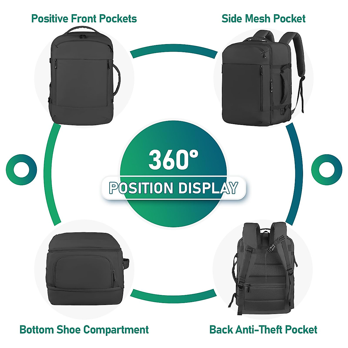 Carry On Backpack, Large Travel Backpack, Extra Large Expandable 40L Airline Approved Business Travel Backpack, Anti Theft Waterproof Luggage Backpack With USB Port Computer Backpack For Men & Women