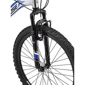 Mongoose Flatrock 21-Speed Hardtail Mountain Bike, 26-Inch Wheels, for Men and Women, Front Suspension, 17-Inch Lightweight Aluminum Frame, Silver