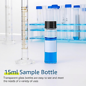 Kesell 15ml Clear Glass Bottle Liquid Sampling Sample Glass Bottles Vials with Writing Patch and Screw Cap, Pack of 8