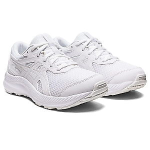 ASICS Kid's Contend 8 Grade School Running Shoes, 5.5, White/White