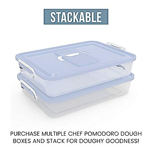 Chef Pomodoro Pizza Dough Proofing Box, 14 x 11-Inch, Pizza Dough Container, Fits 4-6 Dough Balls, Household Pizza Dough Tray With Convenient Carry Handle (Blue)