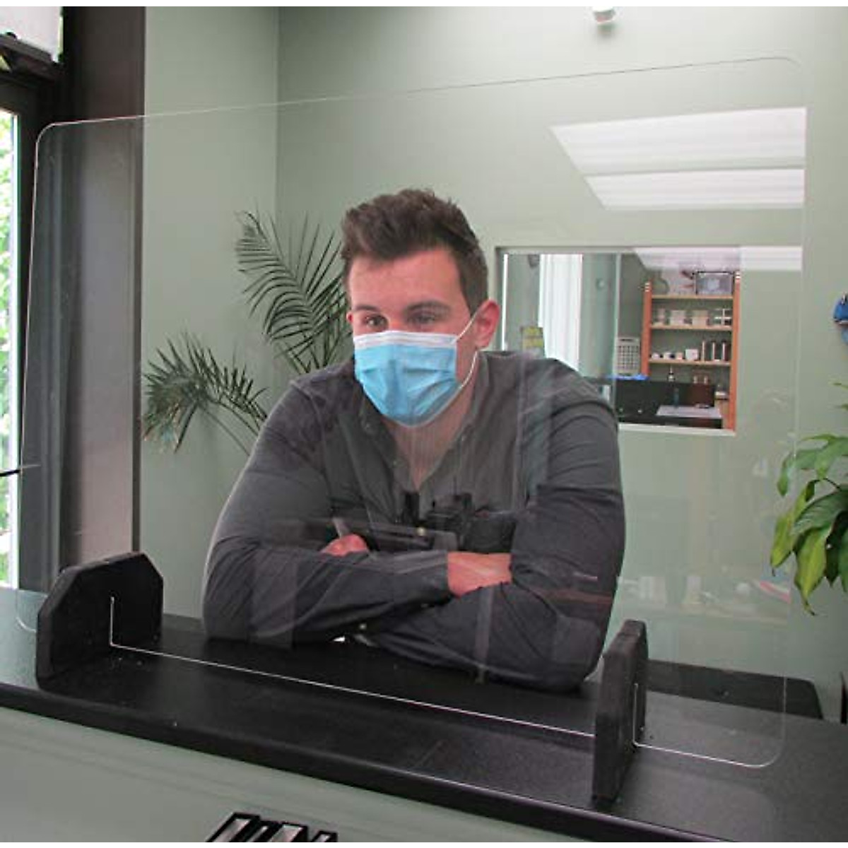 APF Sneeze Guard 24 x 32 Clear Acrylic Plexiglas Shield Protective Screen, Desk, Counter Top Window for Employers, Workers, Customers, Barrier