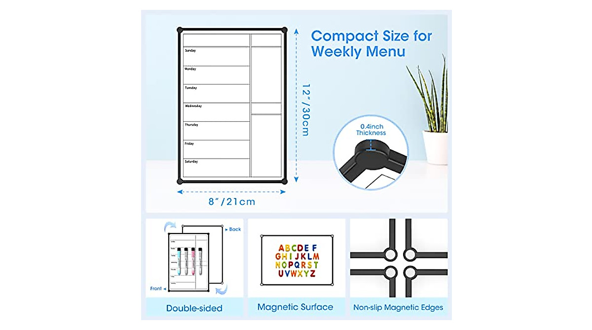 Magnetic Weekly Calendar for Fridge - Organize Meals & Tasks Effortlessly