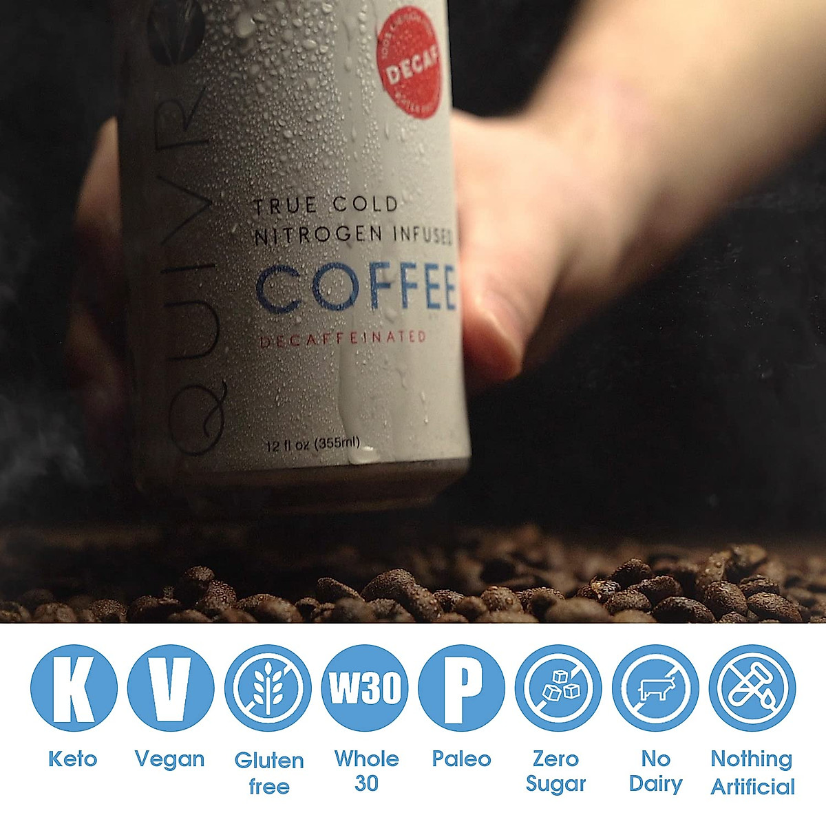 Decaf Nitro Cold Brew Coffee - 12 ounce can - Caffeine-Free - Medium Roast - 12 pack