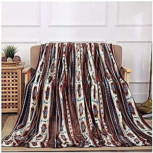 All American Collection Super Soft Ultra Comfort Plush Microfiber Solid Throw Blanket for Couch Home Bedroom Living Room (50 x 60, Beverly Coffee Southwest)