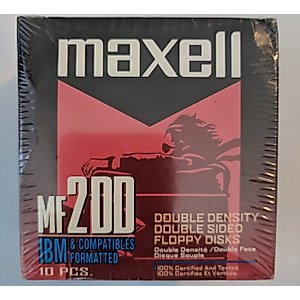 Maxell 3.5-inch Micro Floppy Disks 10 Pack, Double Sided, Double Density, Black