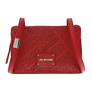 Love Moschino Red Signature Embossed Small Shoulder Bag for womens