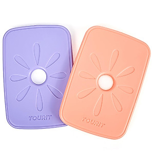 TOURIT Lunch Bag Women Double Deck Lunch Box Insulated Lunch Cooler Pink, with Reusable Long-Lasting Slim Ice Packs, Camping Accessories, 2 Packs Pink & Purple