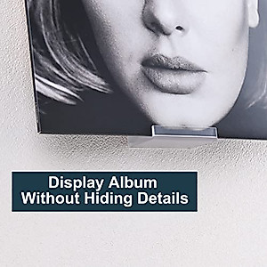 6 Adhesive Vinyl Record Holder, Strong Hold Album Record Wall Mount, Minimalist Vinyl Album Display Shelf for Wall Collection in Home Office - Clear