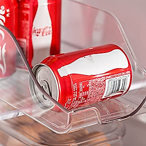 TOPZEA 6 Pack Refrigerator Organizer Bins, Pop Soda Drink Can Dispenser Beverage Holder, Clear Plastic Canned Food Storage Container for Freezer, Fridge, Pantry, Cabinet, Kitchen, BPA Free