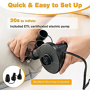 HONEY JOY Inflatable Toddler Travel Bed, Kids Blow Up Air Mattress with Sides, Includes Air Pump, Travel Bag, Repair Kit, Portable Toddler Bed for Travel with Safety Bumpers (Gray)