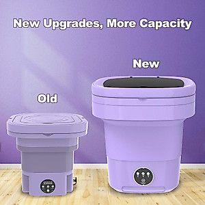 Portable Washing Machine, 11L Large Capacity, Foldable Mini Washing Machine with Spin Dryer, Small Collapsible Laundry Washer for Travel, Apartment, RV, Underwears, Socks, Baby Clothes (Purple)