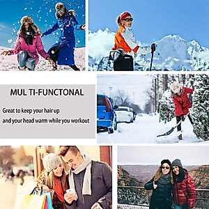 PGTEN Women Knit Messy Bun Ponytail Visor Beanie Hat – Fleece Linning (Black)