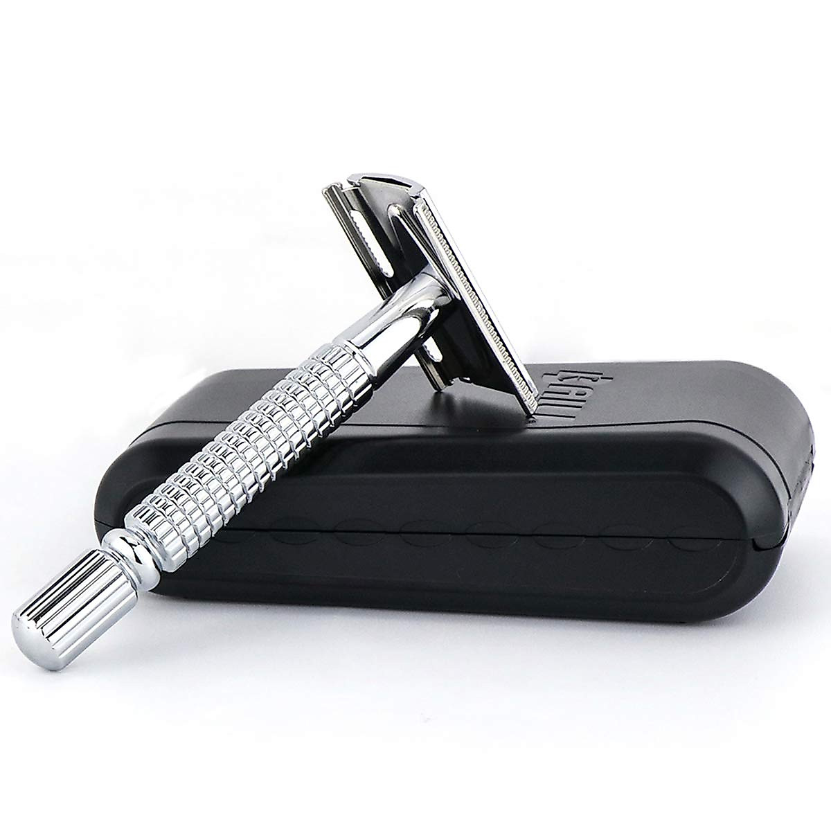 BAILI Classic 3-Piece Double Edge Safety Razor Wet Shaving for Men Women with Platinum Blade and Mirrored Travel Case BD171