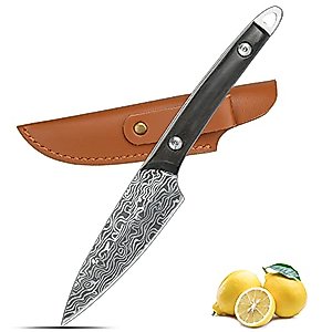 WILDMOK Fruit Knife 3.3 Inch Laser Pattern Kitchen Knife Stainless Steel Fruit and Vegetable Cutting Carving Knives with Leather Case (3.3 Inch Paring knife)