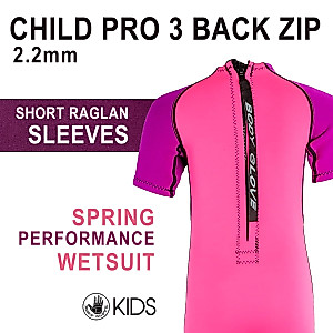 Body Glove Pro 3 Kids Wetsuit 2mm Children's Shorty Wetsuit Fits 30-40 LBS, Back-Zip Short Sleeve Springsuit for Diving Swimming Surfing Water Sports