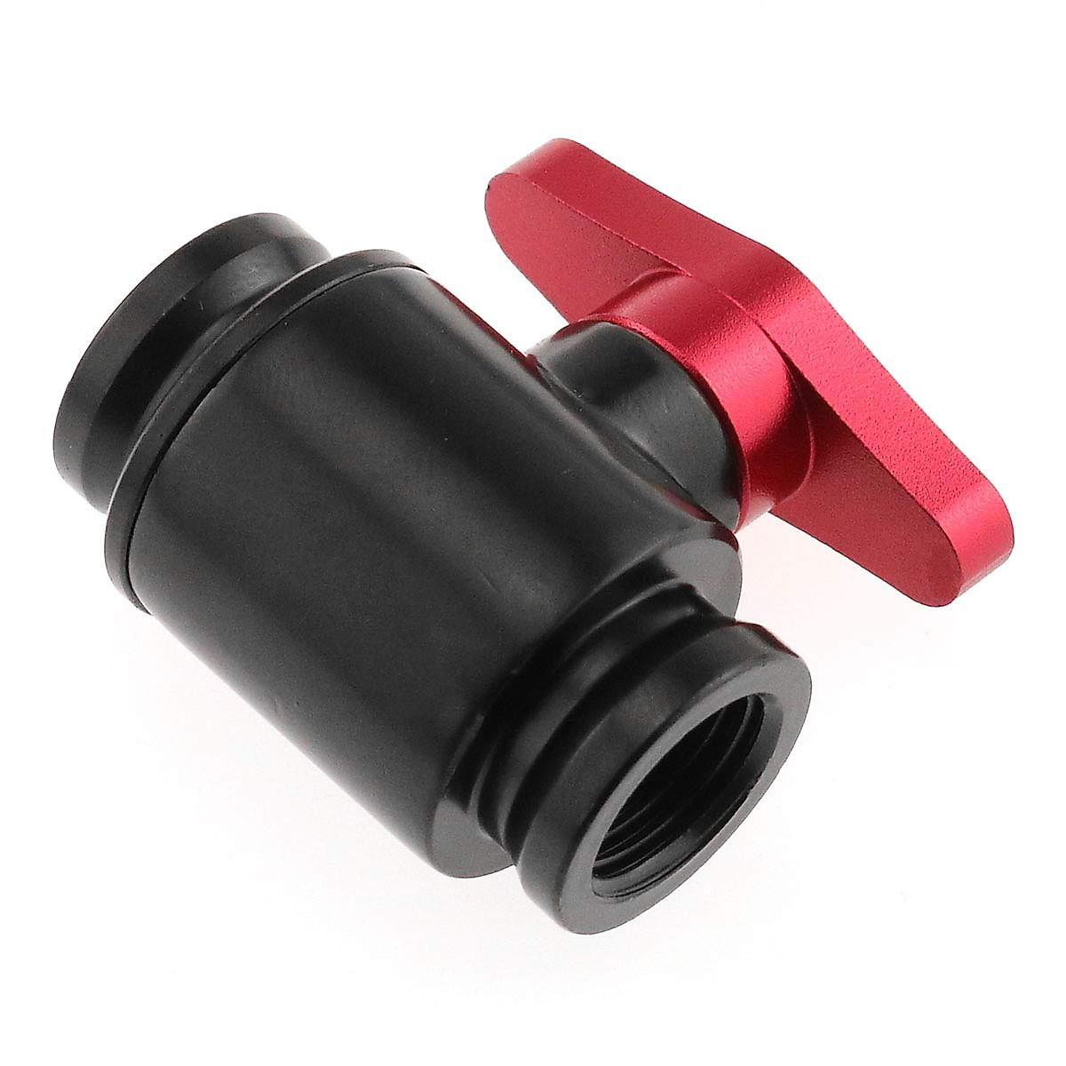 DGZZI G1/4 /Ball Valve G1/4" Screw Thread Brass Black Water Cooling Mini Shutoff Valve Water Stop Switch with Red Metal Handle for PC Water Cooling System