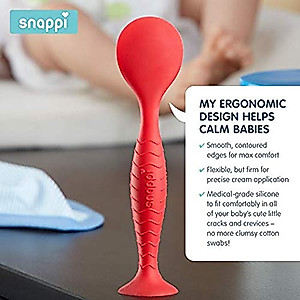 Snappi Baby Ergo Brush Diaper Cream Applicator for a Baby Bum | Medical-Grade Silicone Diaper Rash Cream Bottom Brush Keeps Hands/Fingernails Clean (Azure Blue)