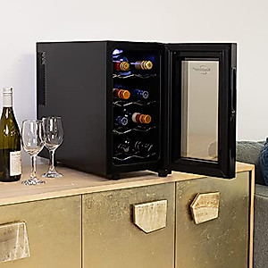 Koolatron 8 Bottle Wine Cooler, Black, Thermoelectric Wine Fridge, 0.8 cu. ft. (23L), Freestanding Urban Series Wine Refrigerator, Red, White and Sparkling Wine Storage for Kitchen and Apartment