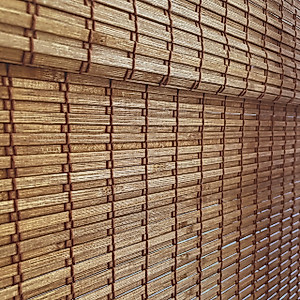 MOOD Custom Bamboo Shades | Rustic | Cordless Bamboo Roman Shades for Windows and Doors (Natural Woven) | Rustic (Great Privacy) | Sample Swatch Kit