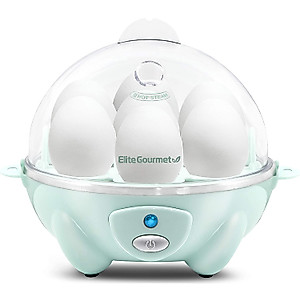 Elite Gourmet EGC007M Rapid Egg Cooker, 7 Easy-To-Peel, Hard, Medium, Soft Boiled Eggs, Poacher, Omelet Maker, Auto Shut-Off, Alarm, 16-Recipe Booklet, Mint