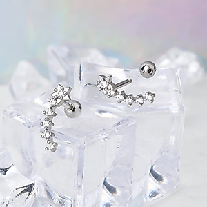 CM Crareesi Mania Star Cartilage Earrings 16G Curved Helix Piercing Jewelry Silver Stainless Steel Forward Helix Piercing Jewelry Gold Tragus Earrings for Women