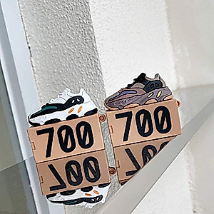 Airpods Case, Silicone Sneaker 700 Shoe Box Case Compatible for AirPods 2/1 Case,Shockproof Coconut Airpods Case Cover Accessories with Keychain for Kids Girls Teens Boys Men Women【Brown】