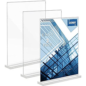 3 Pcs Acrylic Sign Holder, 8.5 x 11 inches Clear Table Menu Display Stand Desktop Display Stand Paper Holder Table Top Sign Holder Suitable for Restaurants, Office, Home, Store (3PCS-Acrylic)