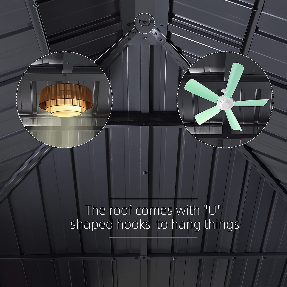 PURPLE LEAF 12' X 12' Permanent Hardtop Gazebo Aluminum Gazebo with Galvanized Steel Double Roof for Patio Lawn and Garden, Curtains and Netting Included, Grey