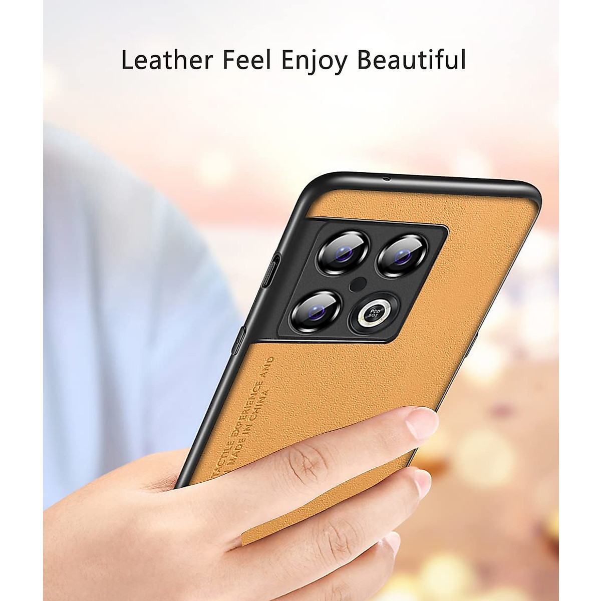 Puxssul for OnePlus 10 Pro 5G Case, Soft TPU Artificial Leather case,Extremely Light Ultra-Light Camera Protection Leather Cover Case for OnePlus 10 Pro 5G (Yellow)