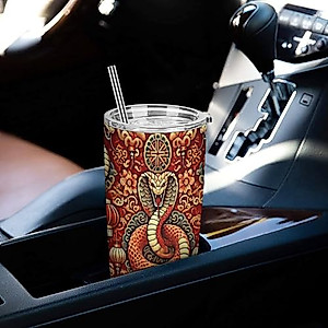 20oz Chinese New Year Snake Pattern Tumbler Stainless Steel, Vacuum Insulated Tumbler with Lid And Straw Unique Coffee Mug Travel Mug Gifts for Women Men