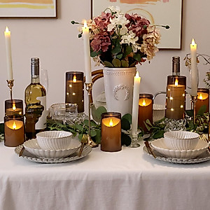 NURADA Flameless Candles: Acrylic LED Pillar Candles Battery Operated with Remote and Timer for Romantic Ambiance and Home Table Bathroom Decor, Gray, Pack of 5