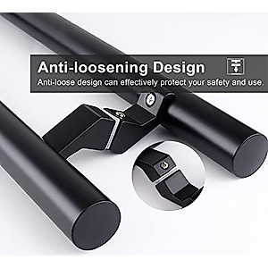 SUCHETA 24/32/47 Inch Heavy Duty Door Handle,Sliding Barn Door Matte Black Stainless Steel Pipe Handle Set,for Interior and Exterior Door (Size: 80cm (32"))