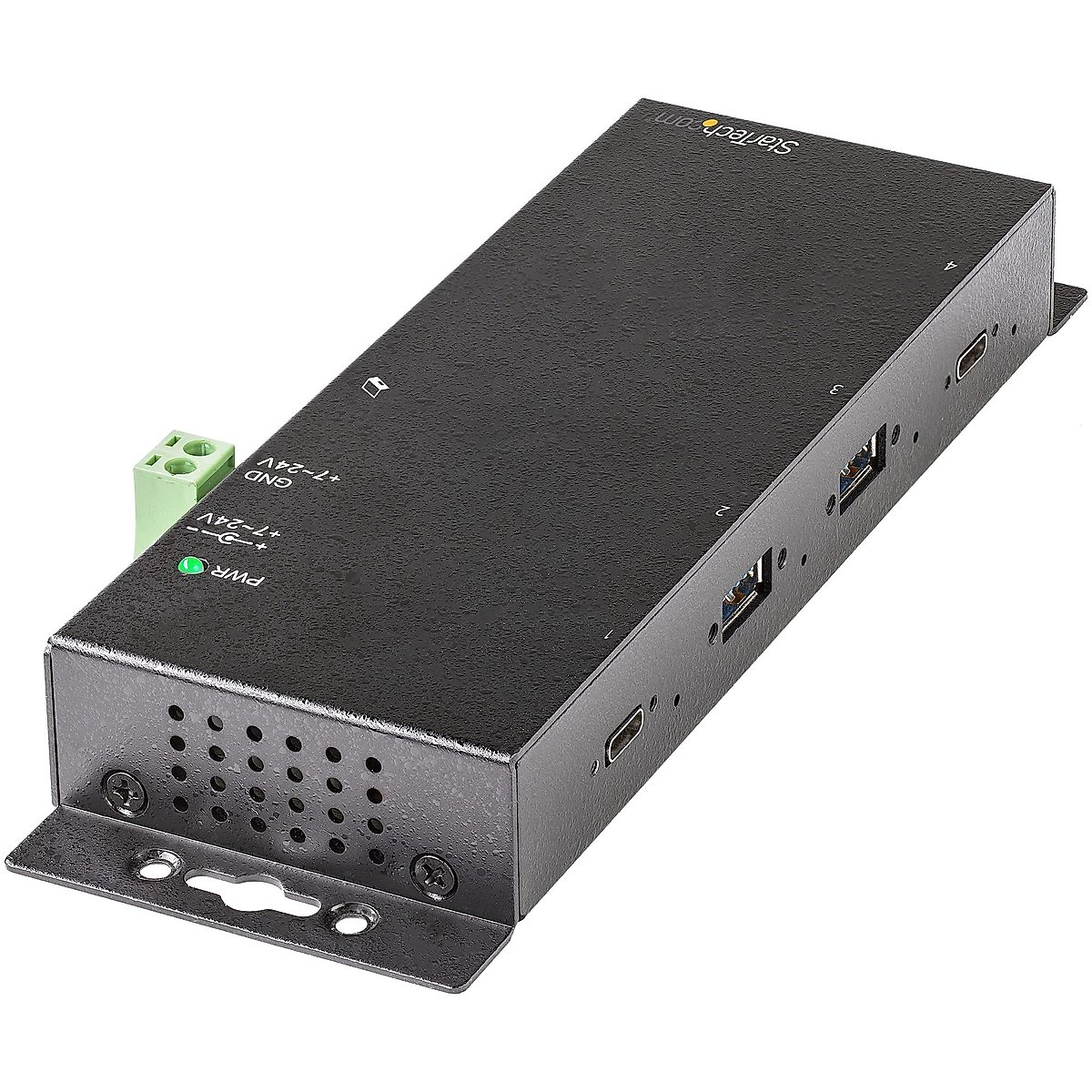 StarTech.com 4 Port USB C Hub 10Gbps - Metal Industrial USB-C Hub - 2X USB-C & 2X USB-A - ESD Surge Protection - USB-C or USB-A Host - Self-Powered Mountable USB 3.2 Gen 2 Type-C Hub, TAA