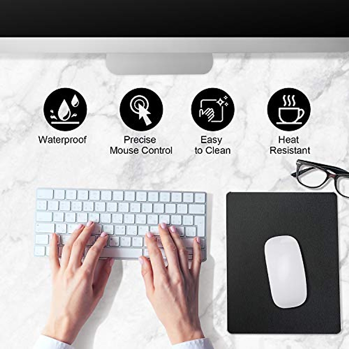 JEDIA Mouse Pad, Gold Premium Hard Metal Aluminum Mousepad, Double Side Waterproof Ultra Smooth Mouse Pad for Fast and Accurate Mouse Control for Office and Gaming, 9.4 x 7.9inch